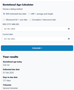 Gestational Age Calculator | From EDD, LMP, Ultrasound